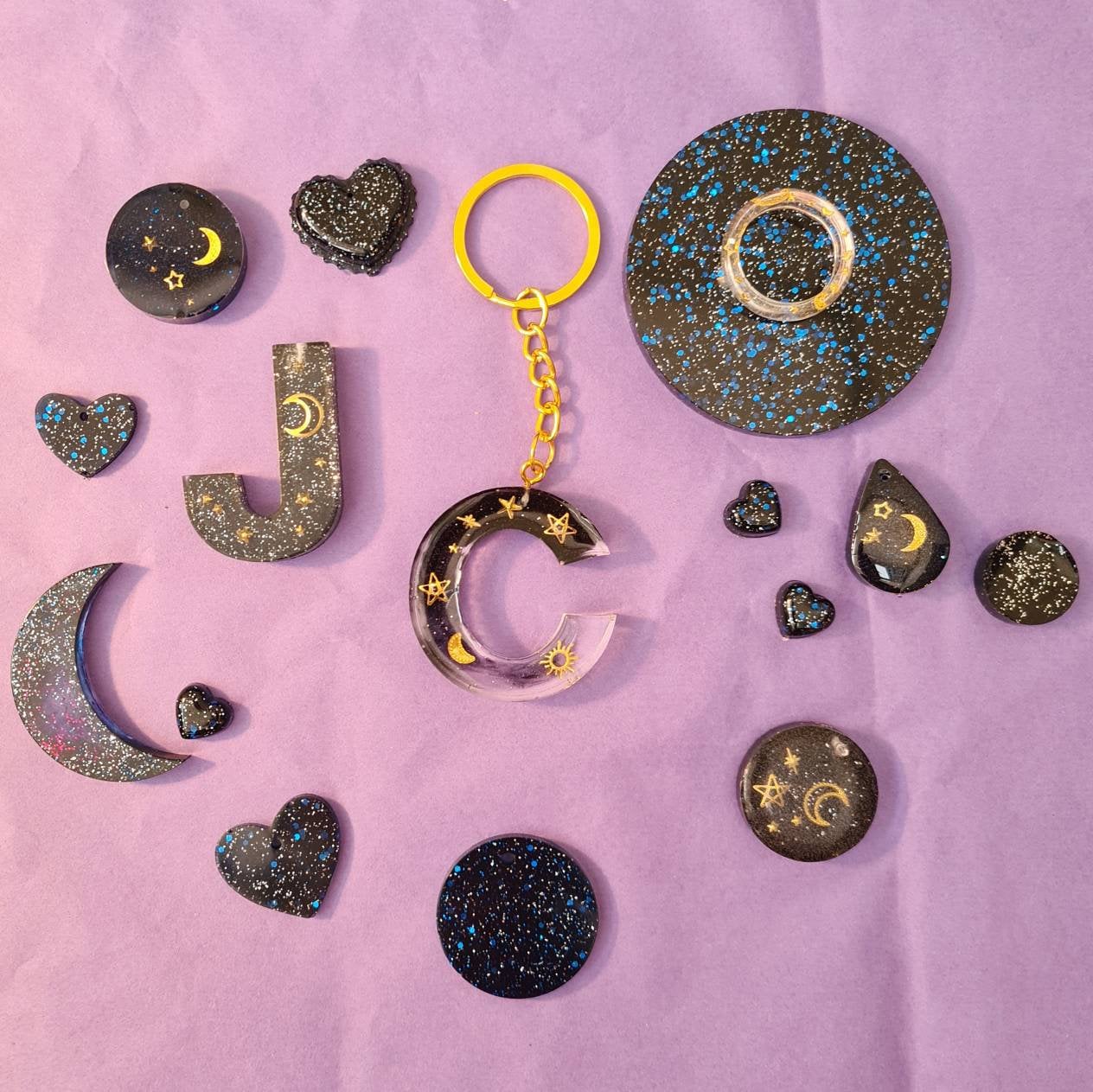 Starry Skies Keychain Night Sky Stars Astrology Moon Keyring ...