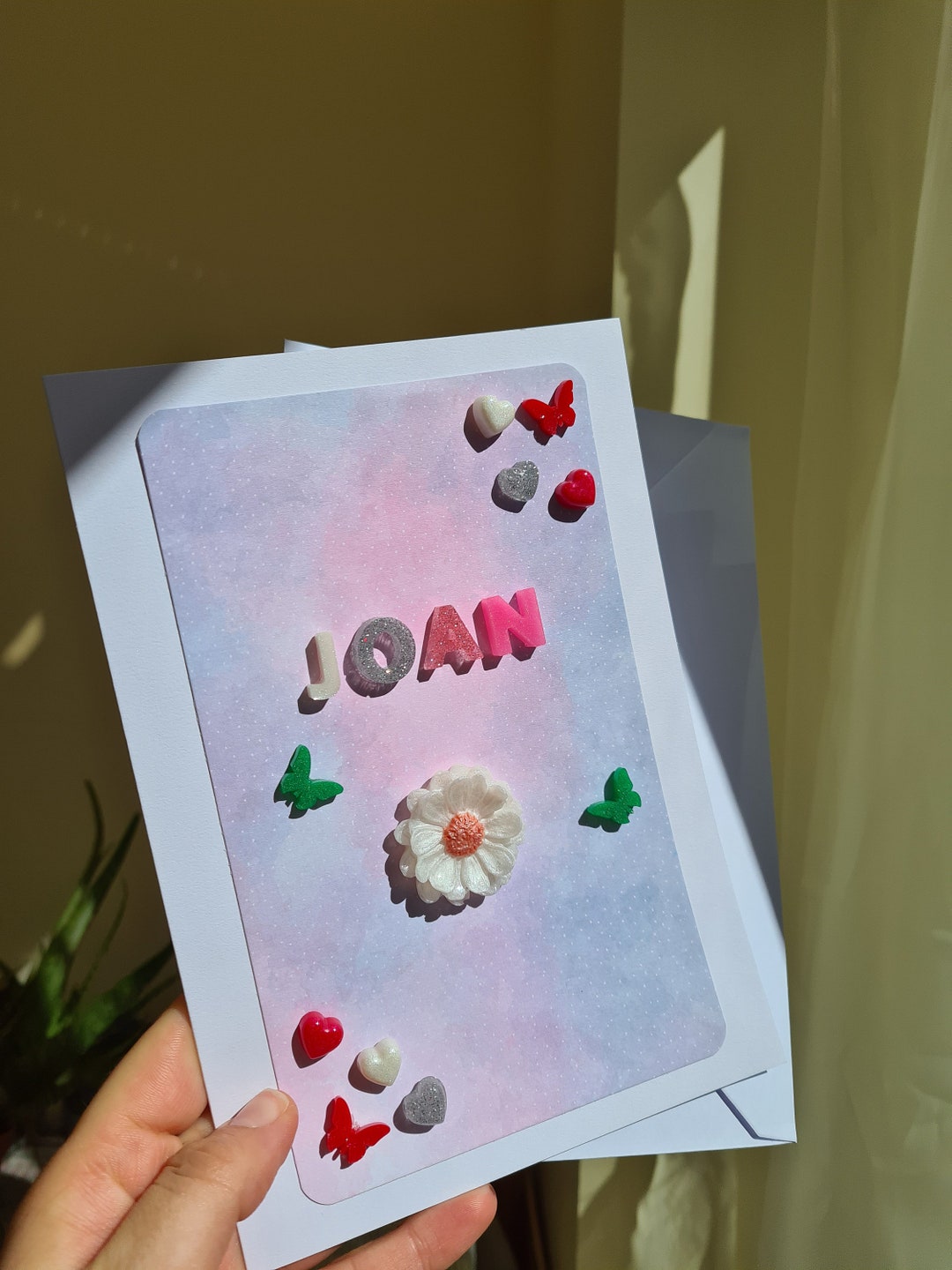 Personalised Custom Resin Cards Handmade Valentine's Day Birthday Baby ...