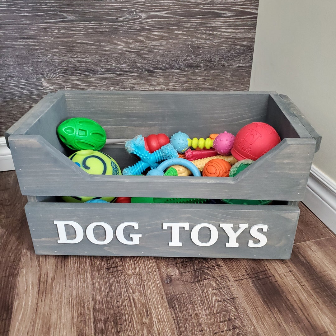 Large Wooden Dog Toy Box With Front Cut-out | Dog Box | Dog Toy Crate ...