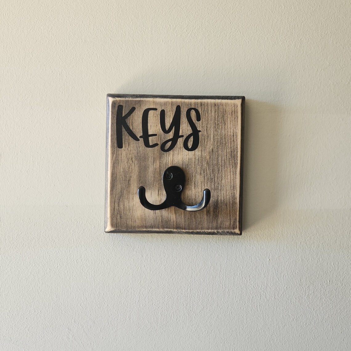 Double Hook Key Holder | Wall Mount | Wall Hooks | Stained | Entryway ...