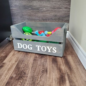 Large Wooden Dog Toy Box With Front Cut-out | Dog Box | Dog Toy Crate ...