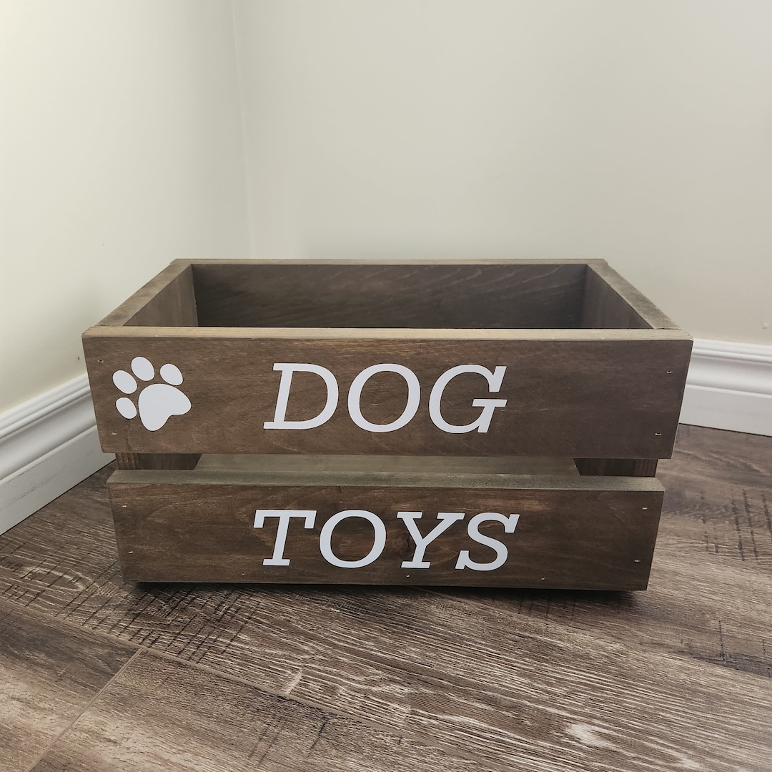 Wooden Dog Toy Box With Vinyl Letters | Dog Box | Dog Toy Crate | Pet ...