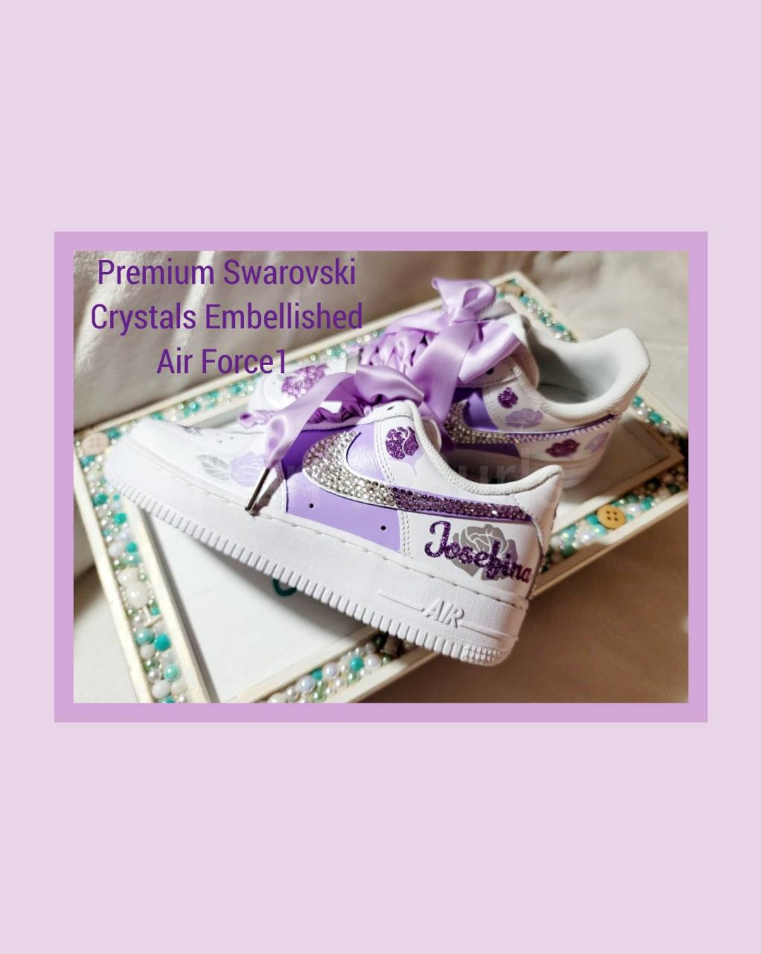 Hand Painted Midsection; Custom Design Bedazzled AF1 Featuring Premium ...