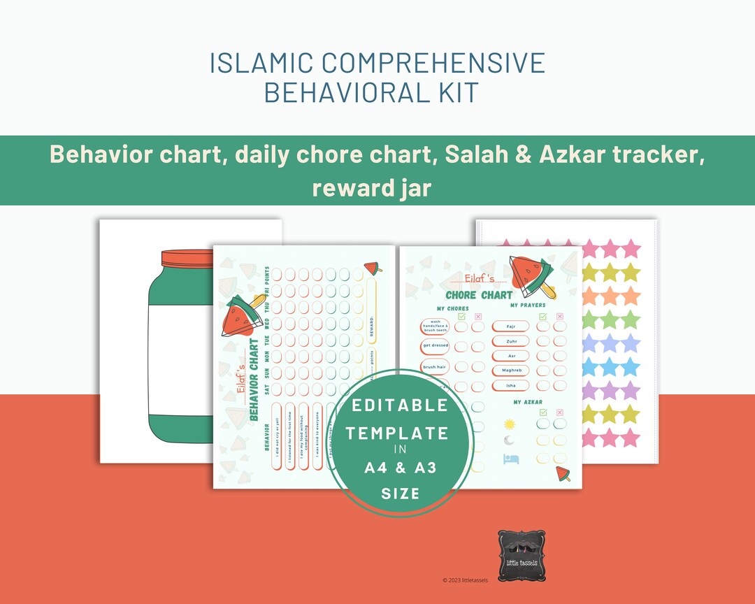 Editable Islamic Behavior Management Kit for Kids | Behavior Tracker ...