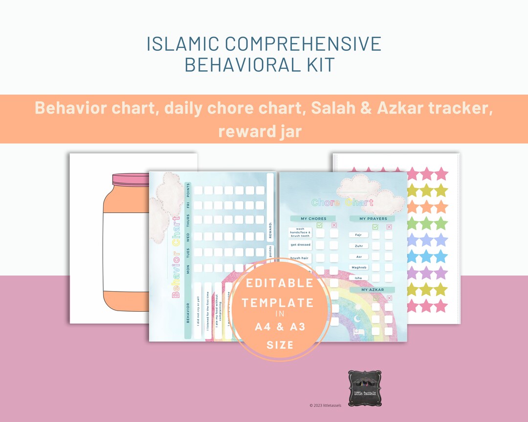 Editable Rainbow Themed Islamic Behavior Management Kit for Kids ...