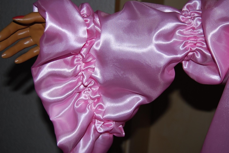 XXL DREAM Shiny Satin Dress Satin Dress Very Long Baby Pink Ruffles ...