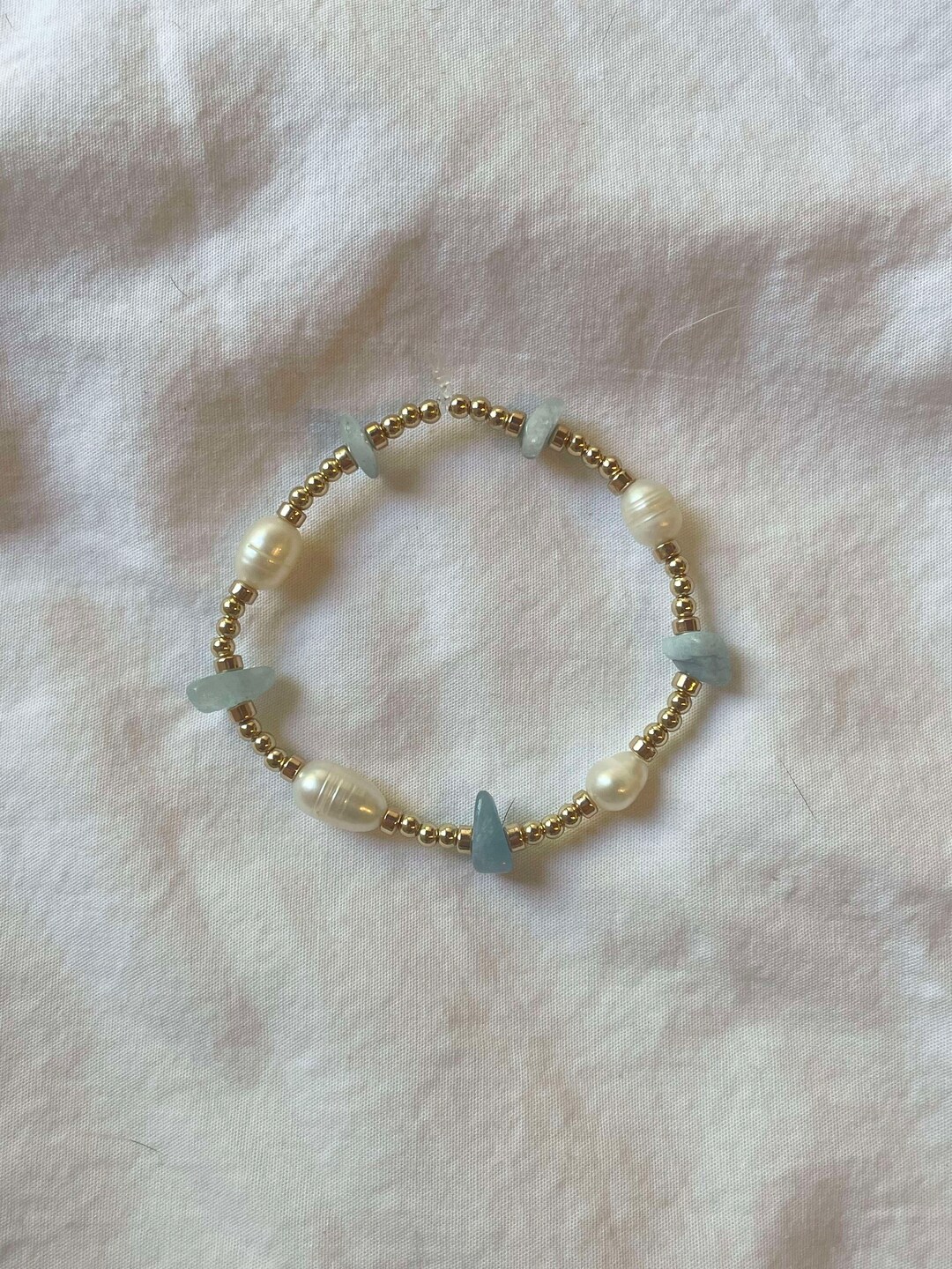Pearl and Aquamarine Bubble Bracelet - Etsy