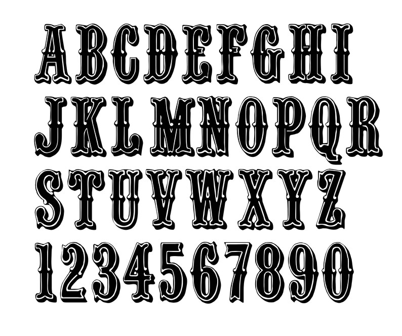 WESTERN FONT SVG Western Alphabet Svg Western Numbers Svg - Etsy