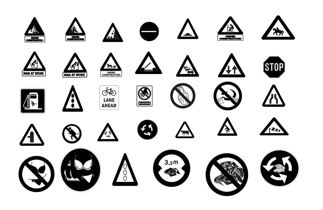 Road Signs Pack Set PNG SVG DXF Eps Ai-vector Pack - Etsy