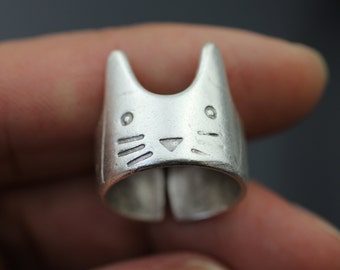 Cat Head Ring | Etsy