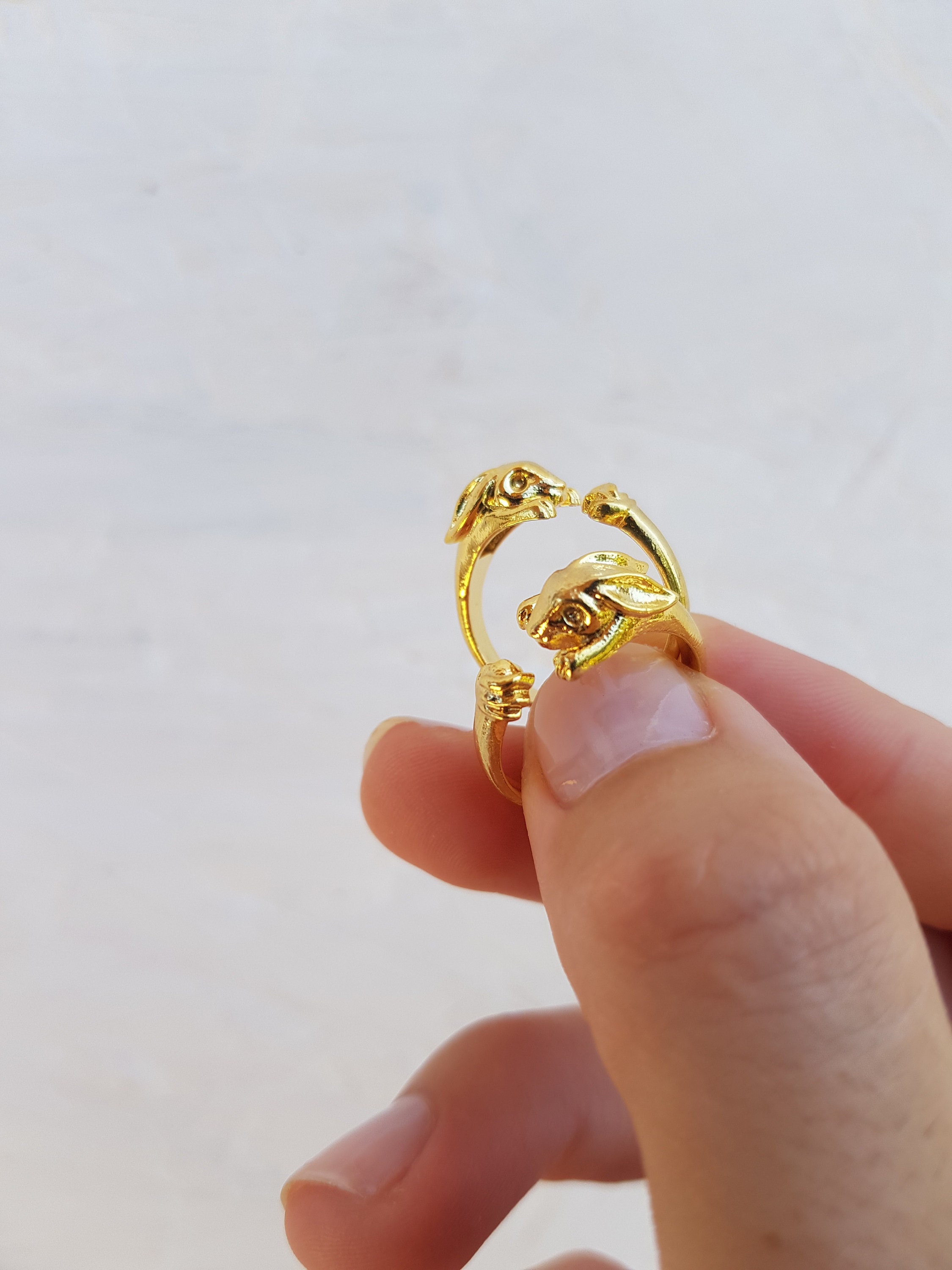 Gold Rabbit Ring Rabbit Head Ring Minimal Animal Jewelry | Etsy