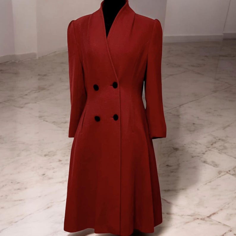 Vintage Red Princess Coat Victorian Coat Edwardian Coat Fit and Flare ...