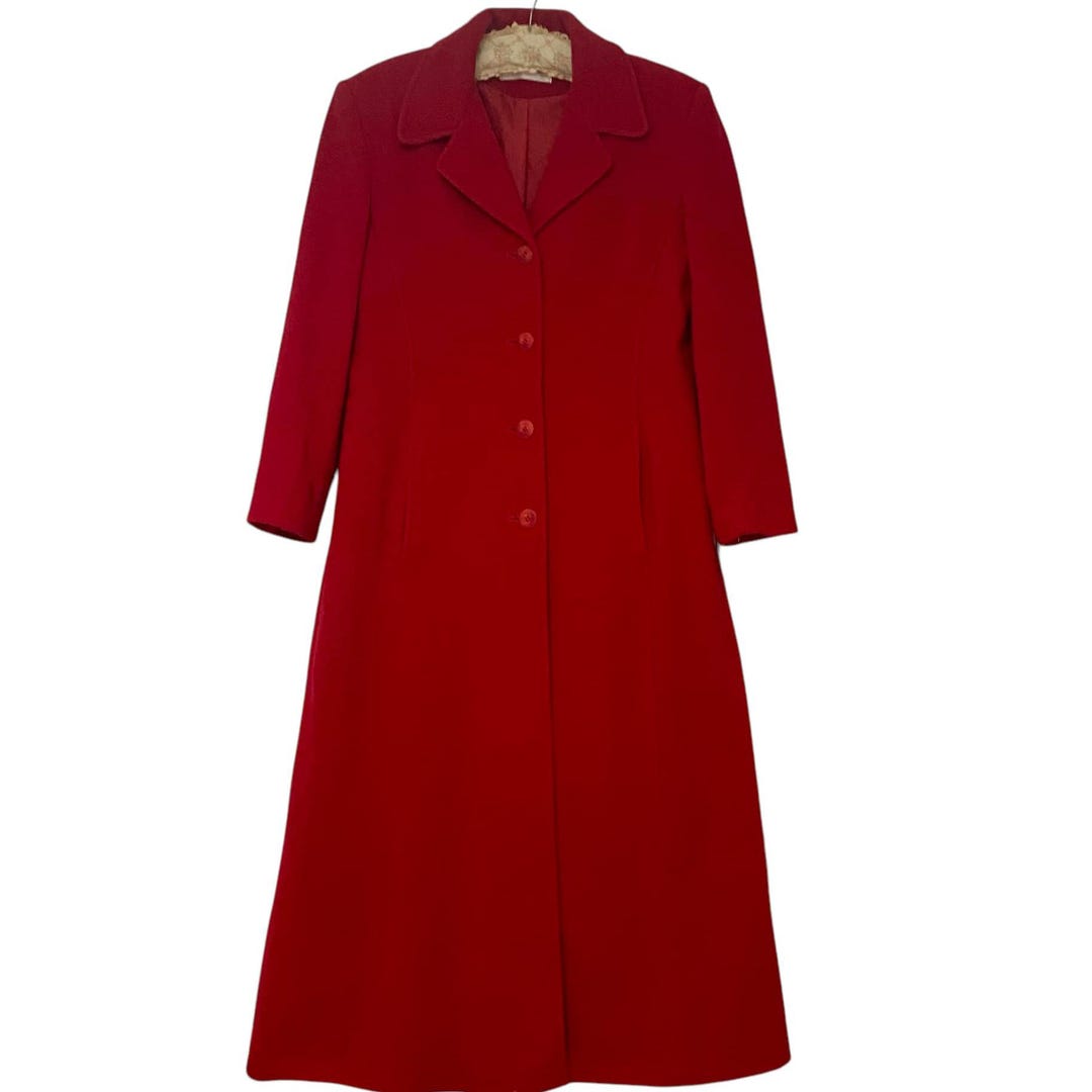 Vintage Red Wool Swing Coat: Fit & Flare, Size L - Etsy