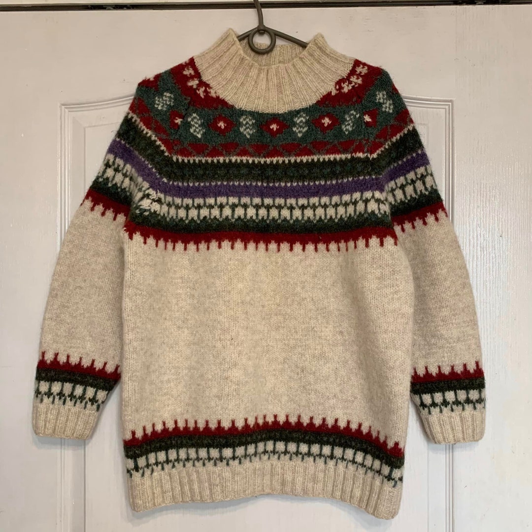 Vintage Wool Scandinavian Sweater: Chunky Knit S-M - Etsy