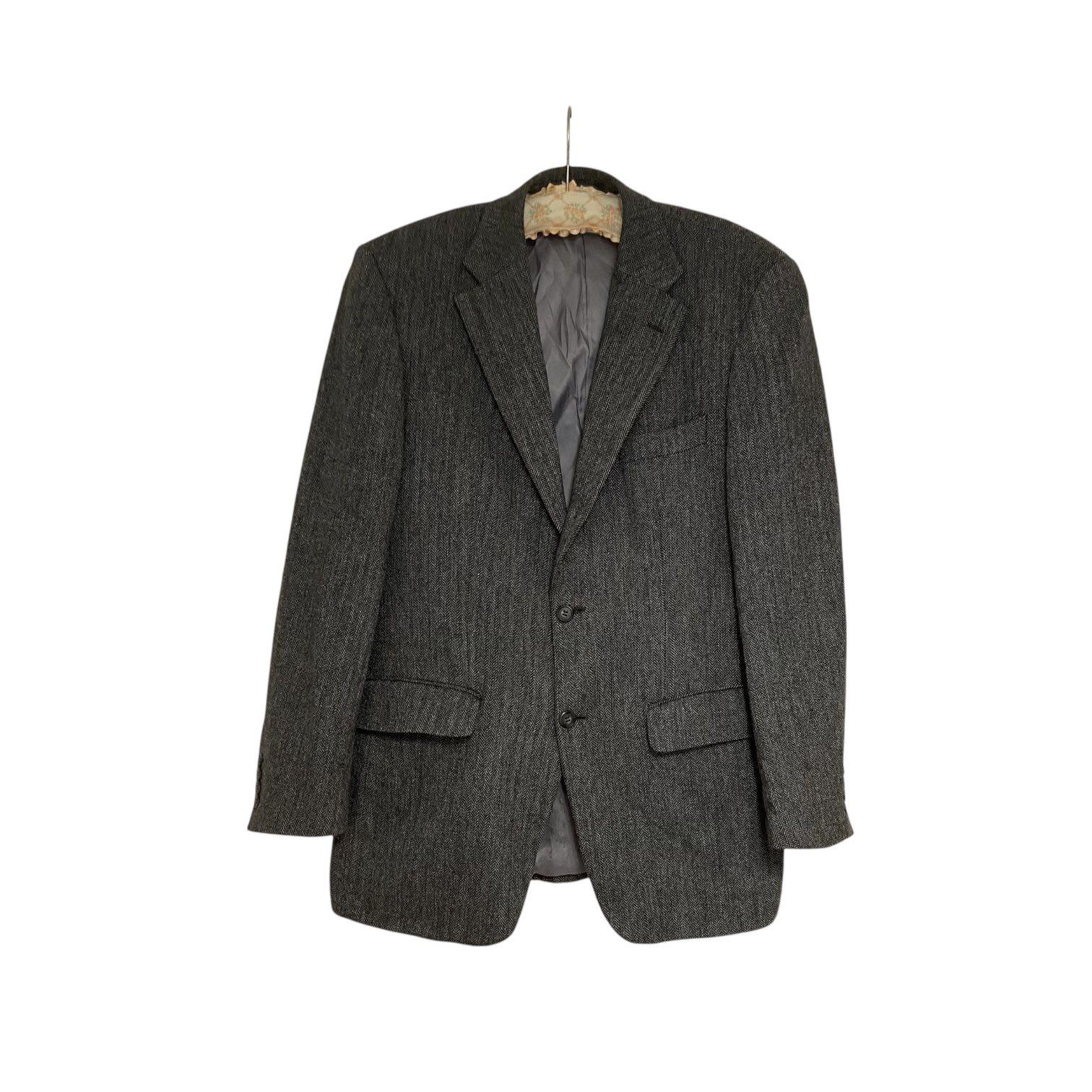Vintage Tweed Jacket Grey Tweed Herringbone Jacket Tweed Blazer Jacket ...