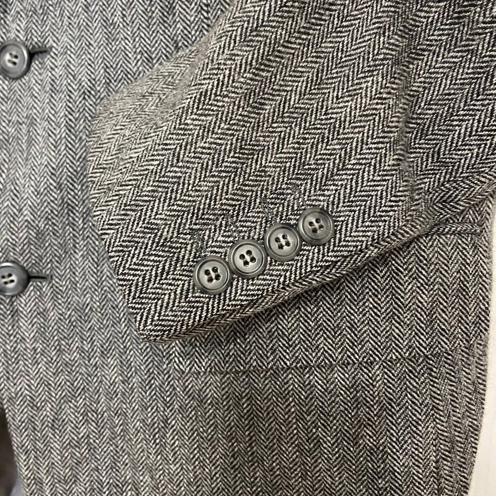 Vintage Tweed Jacket Grey Tweed Herringbone Jacket Tweed Blazer Jacket ...
