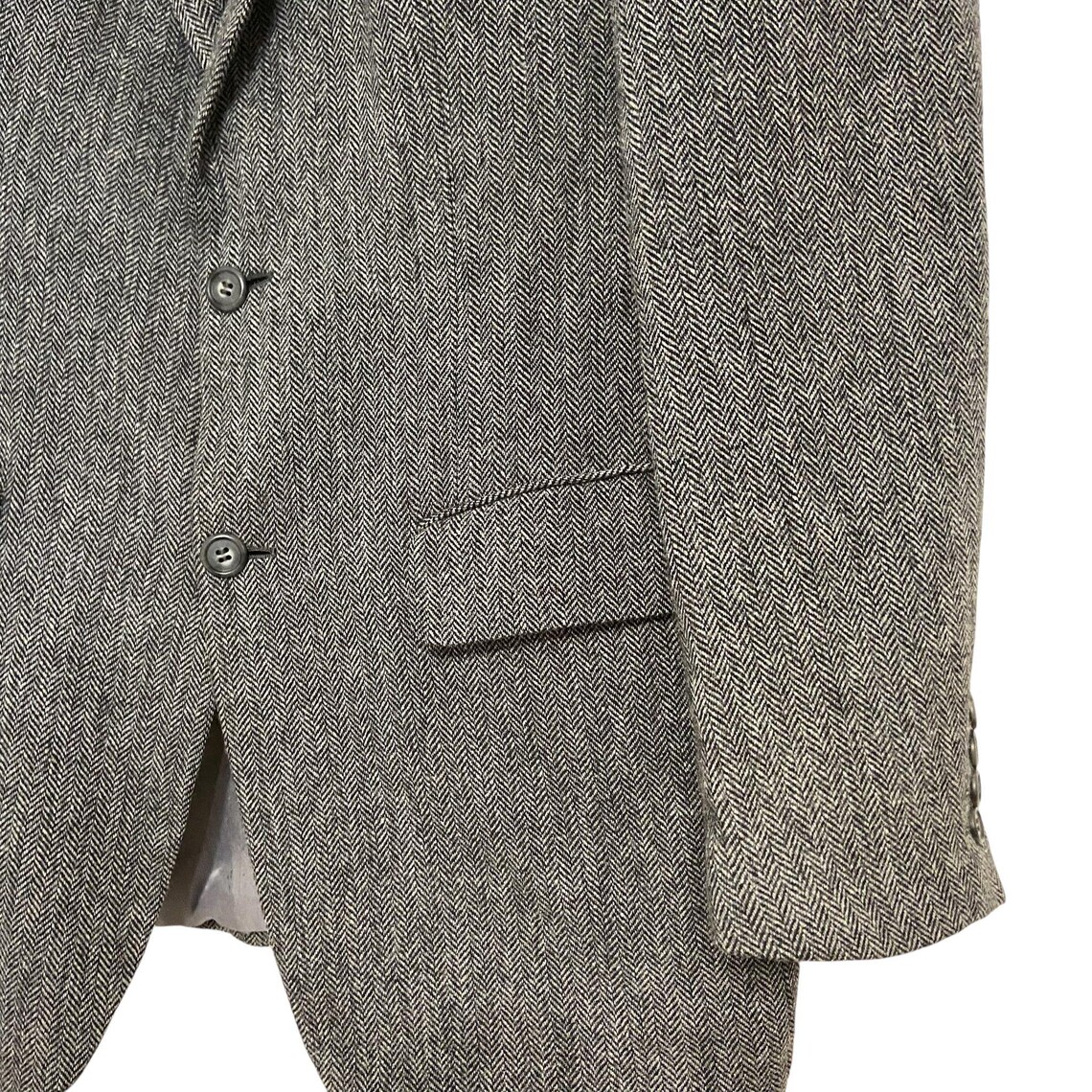 Vintage Tweed Jacket Grey Tweed Herringbone Jacket Tweed Blazer Jacket ...