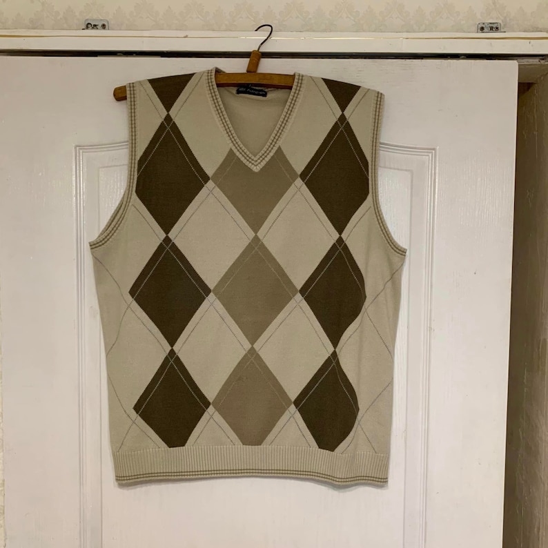 Vintage Old Money Sweater Vest Knitwear Argyle Sweater Unisex Vest - Etsy