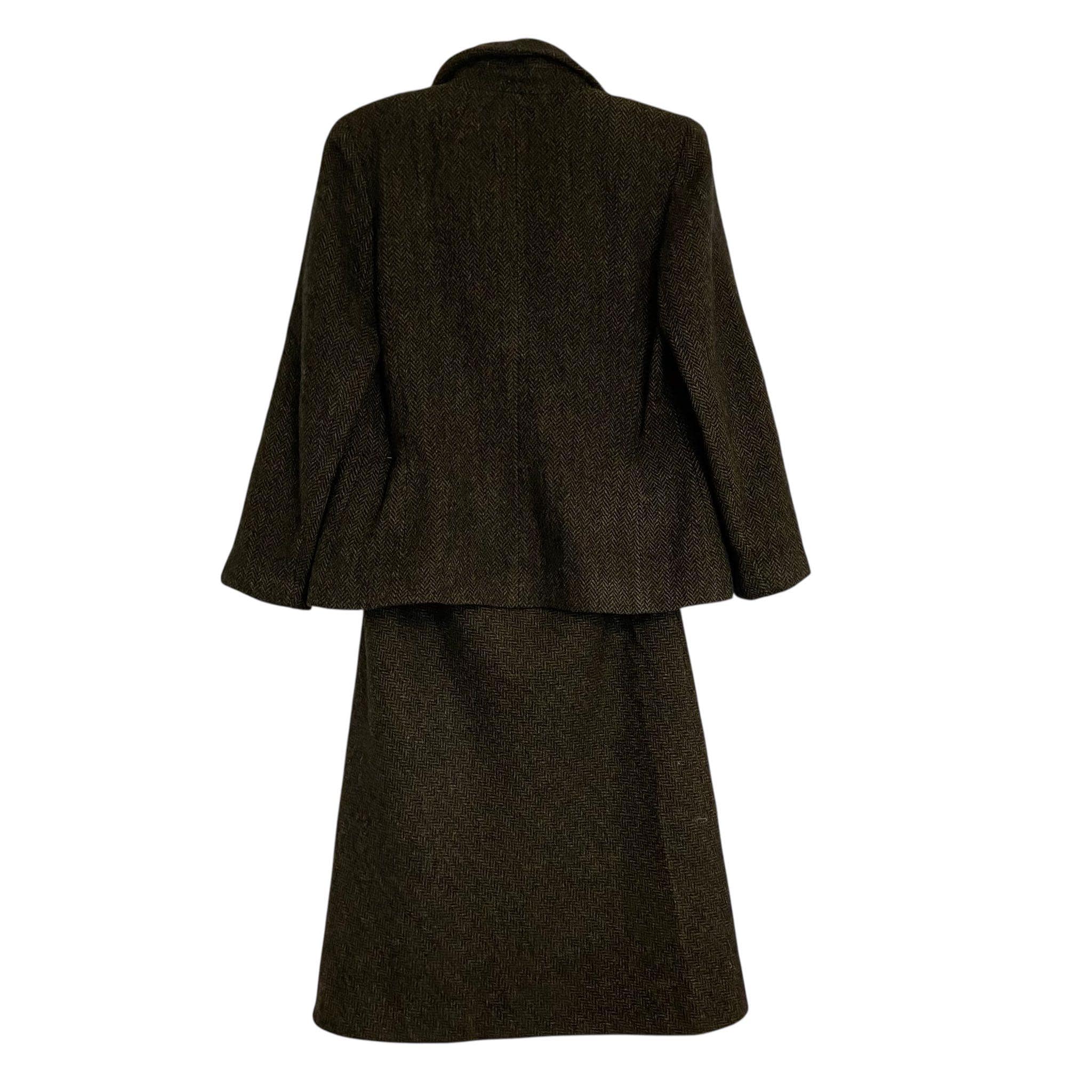 Vintage Kookaï Wool Suit: Herringbone Blazer & Bias Skirt - Made in ...