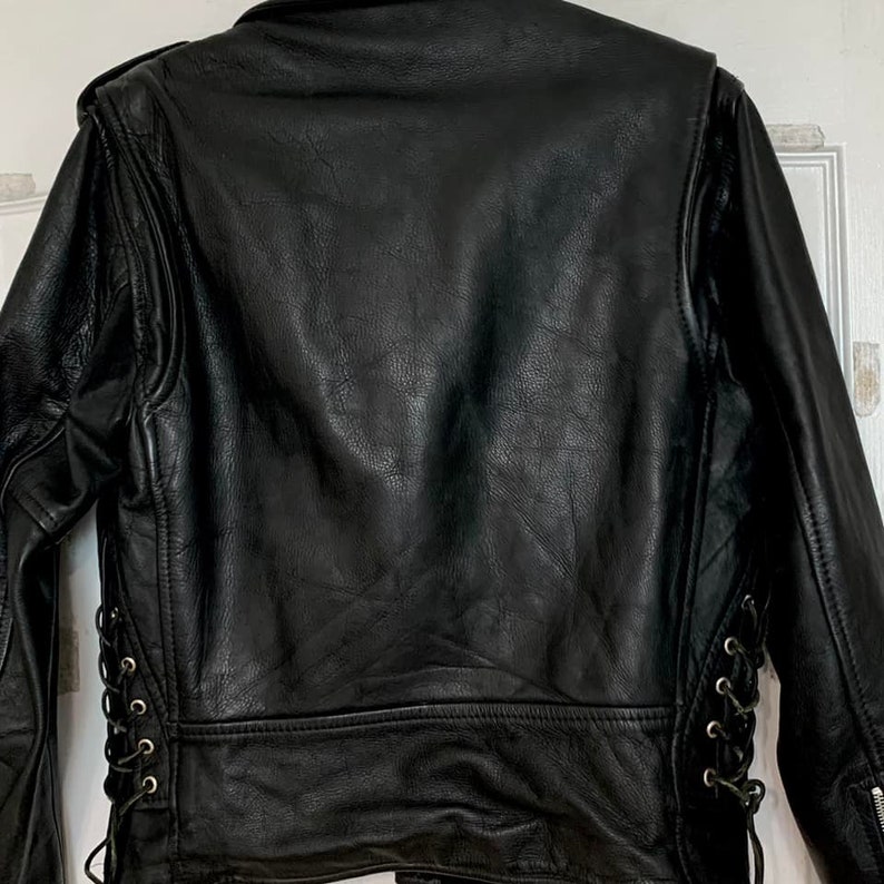 Vintage Motorcycle Jacket 90s Leather Jacket English Style Moto Jacket ...