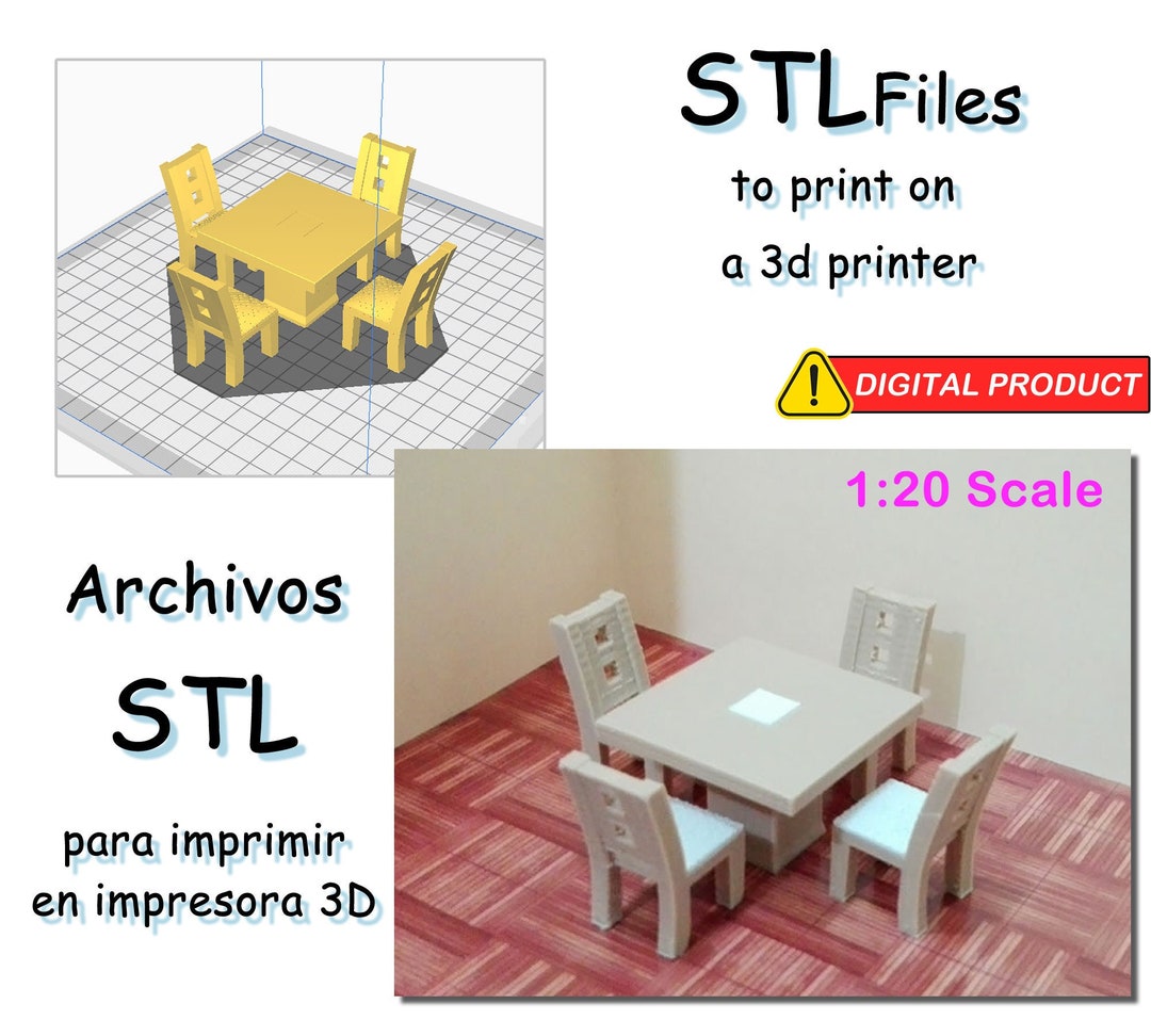 Miniature Furniture - 1:20 Scale Miniature Dining Room – STL Files for ...