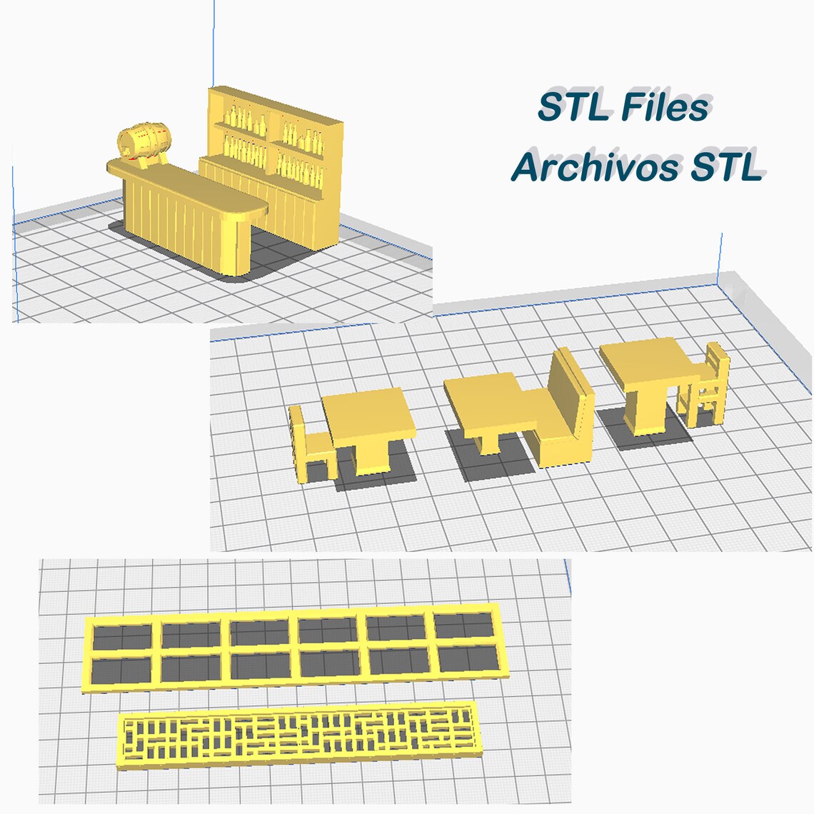 Restaurant Bar Items Pack - 1:50 Scale - STL Files for 3D Printing ...