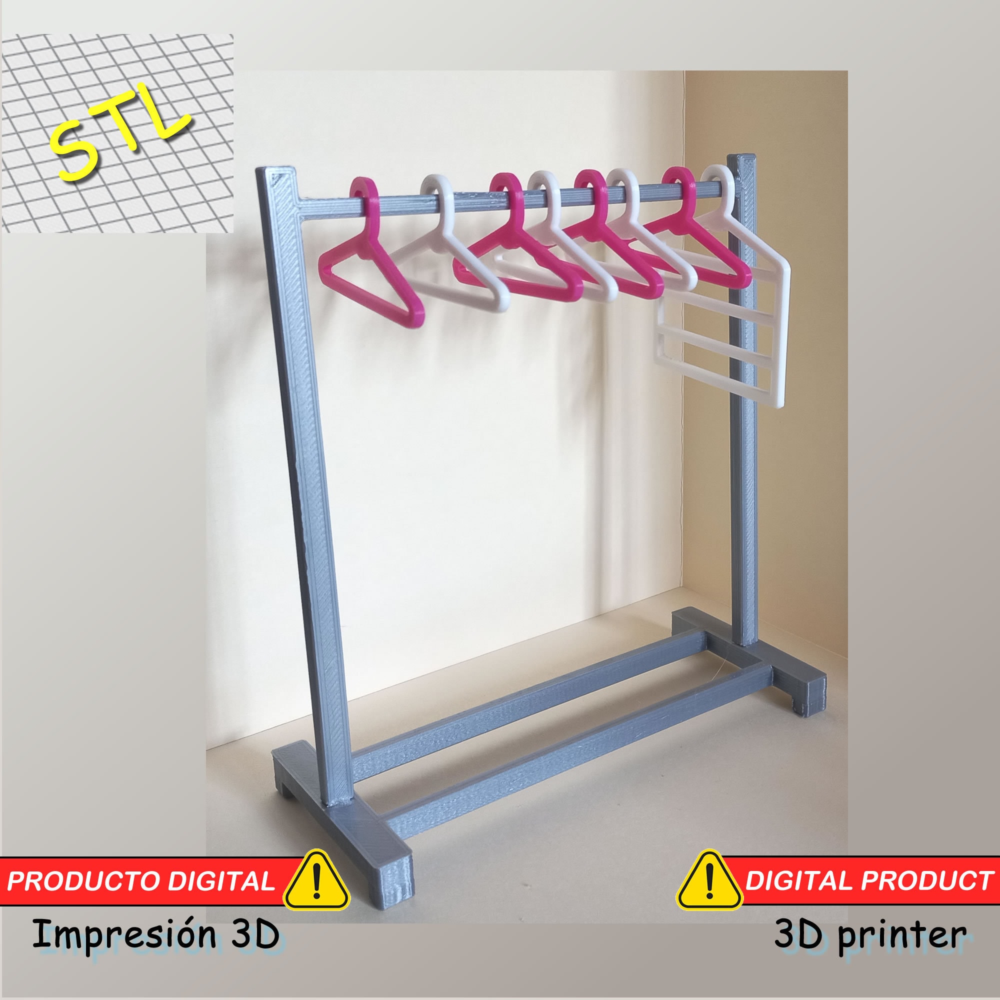 Clothes Rack and Hangers for 1:6 Scale Dolls -STL Files for 3D Printer ...