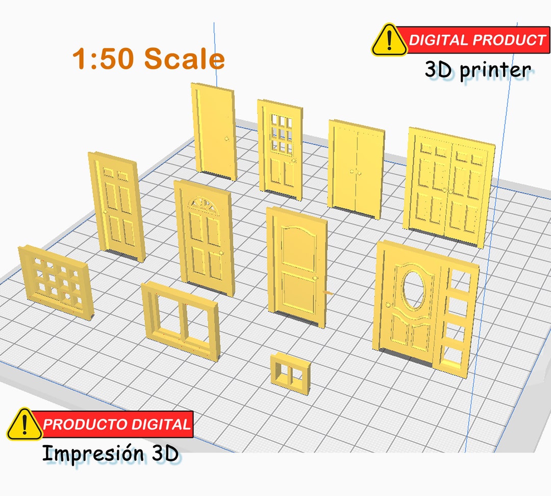 Miniature Furniture – Doors and Windows Kit for House 1:50 Scale - STL ...