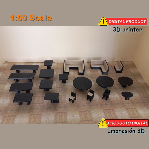 Chairs and Tables for Restaurants 1 50 Scale Miniature Furniture for Models Etsy Canada