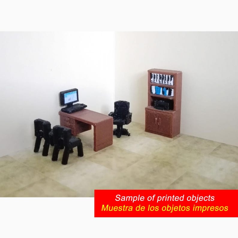 Office Furniture Kit 1:50 Scale STL Files for 3D Printing Miniature ...