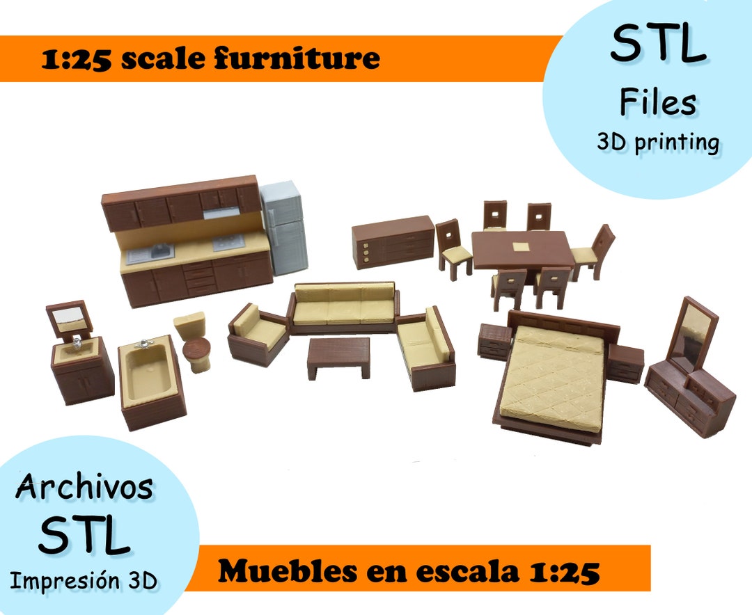 Miniature Furniture - 1:25 Scale House Furniture Kit – STL Models for ...