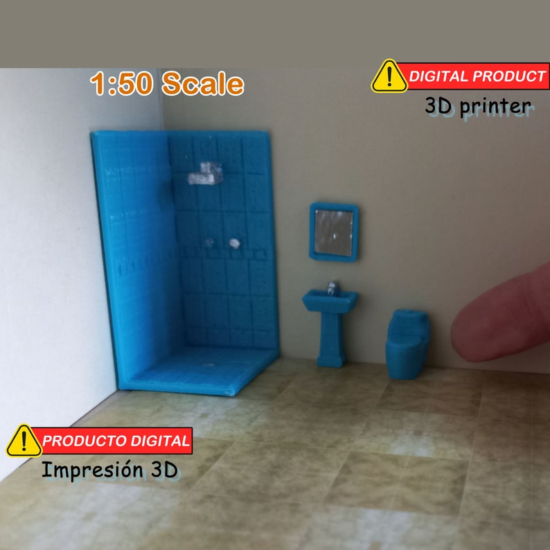 Miniature Furniture - 1:50 Scale Bathroom Shower – STL Files for 3D ...