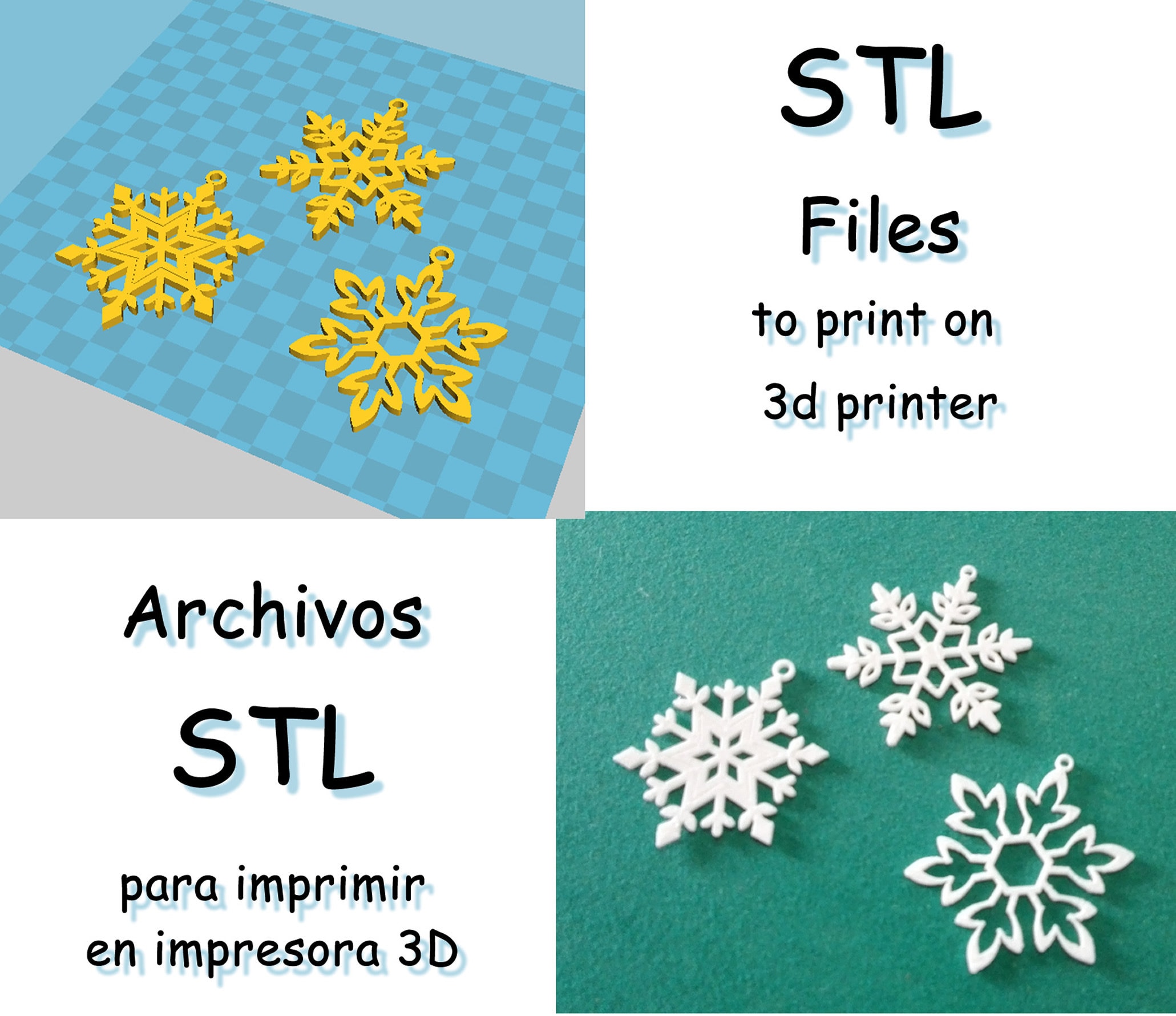 STL File for 3D Printing, Snowflake Christmas Ornament to Print on 3D ...