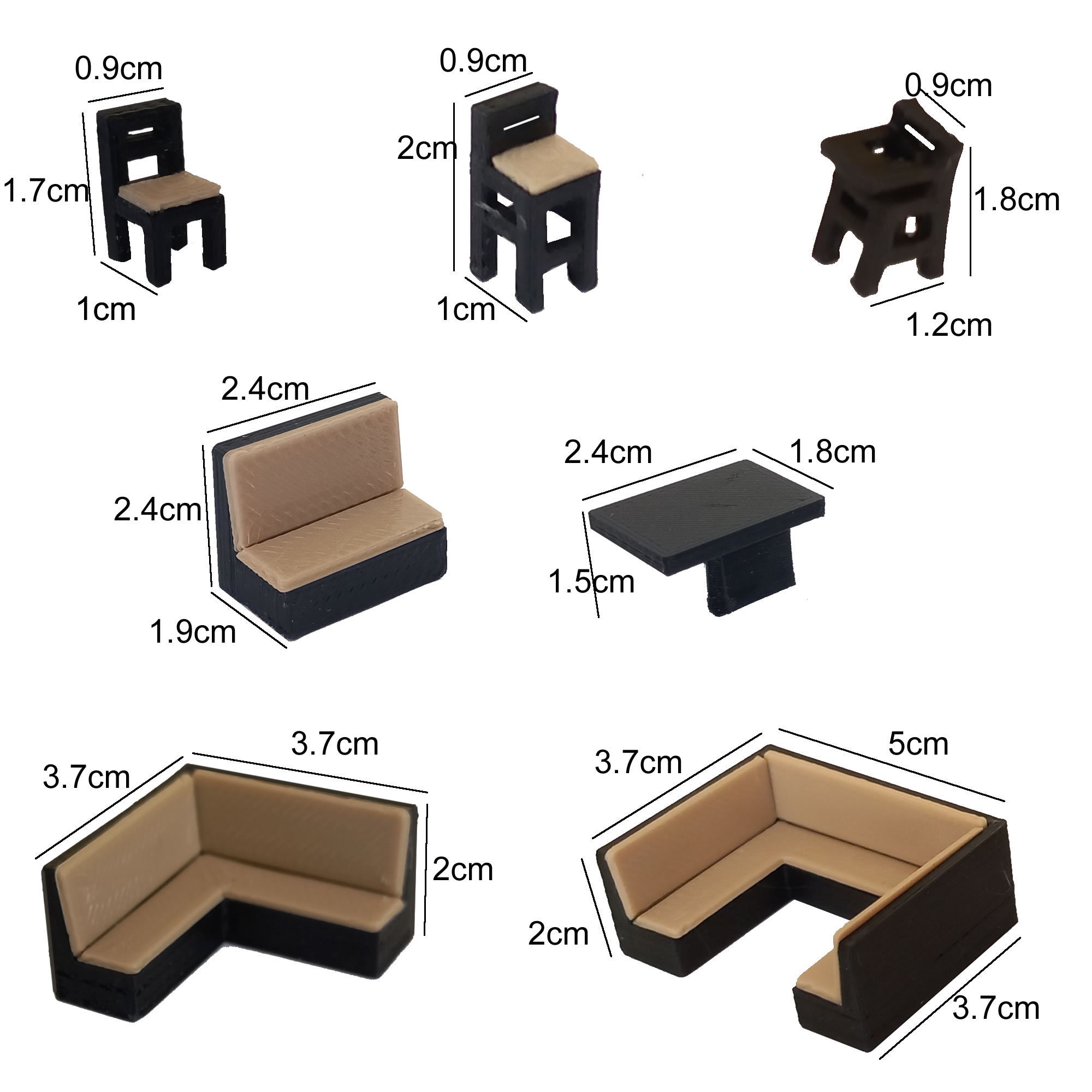 Chairs and Tables for Restaurants - 1:50 Scale - Miniature Furniture ...
