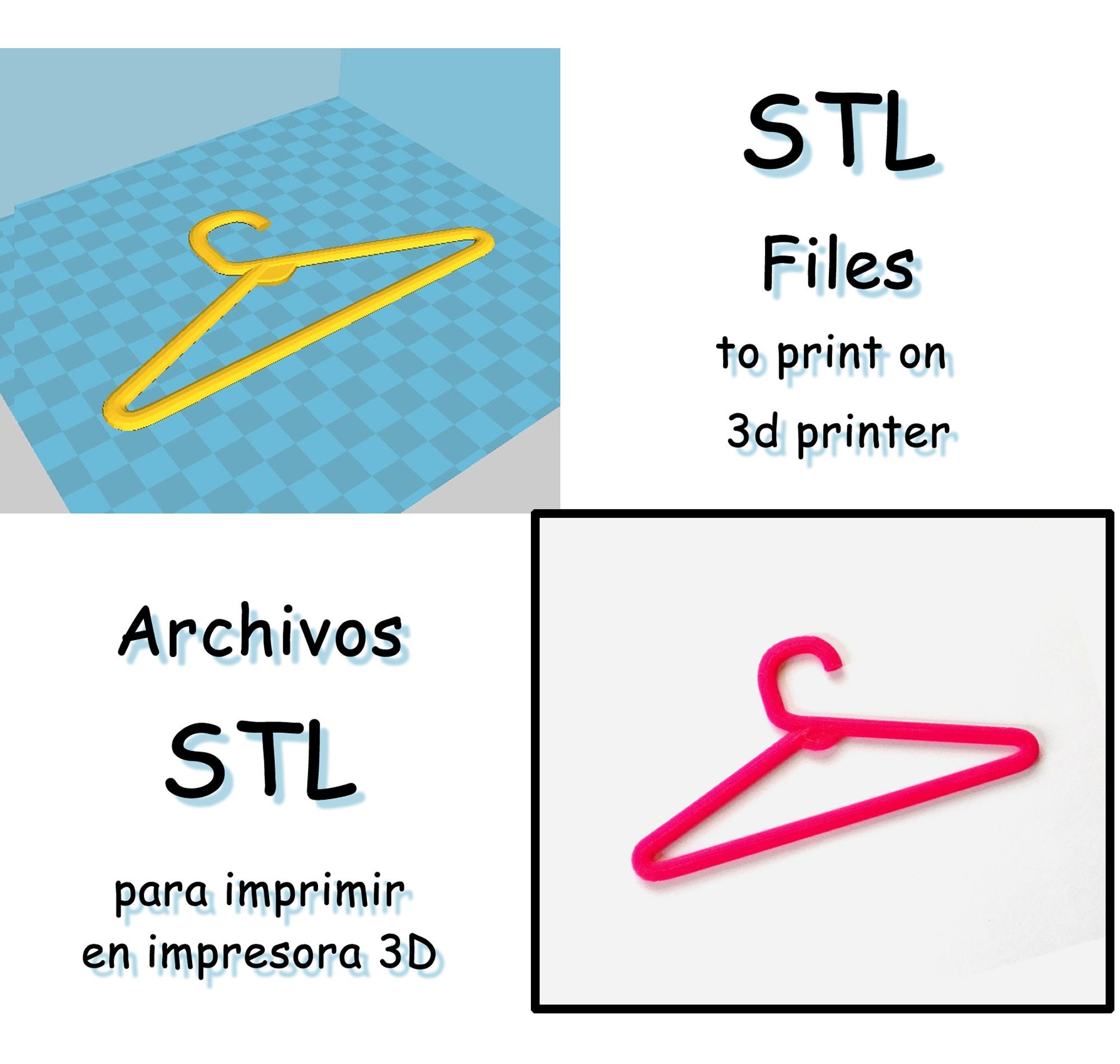 STL Files for 3D Printer - Clothes Hanger for Dolls - Etsy