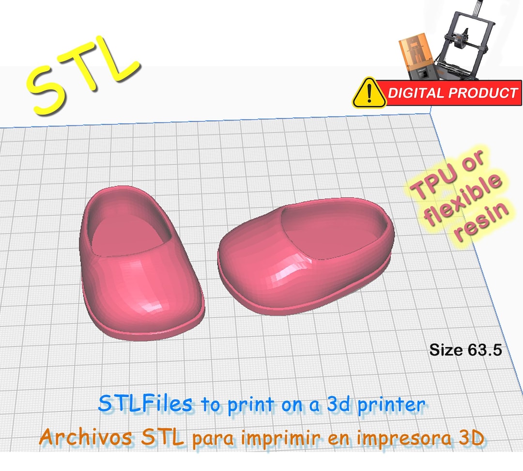 Shoes for 18" (45cm) Doll. STL Files for 3D Printer. for Use With TPU ...