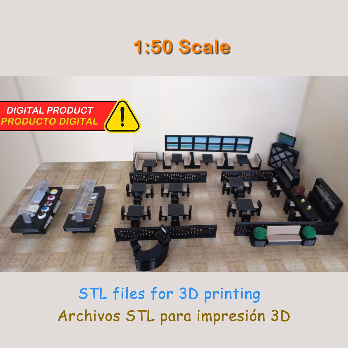 Restaurant Bar Items Pack - 1:50 Scale - STL Files for 3D Printing ...