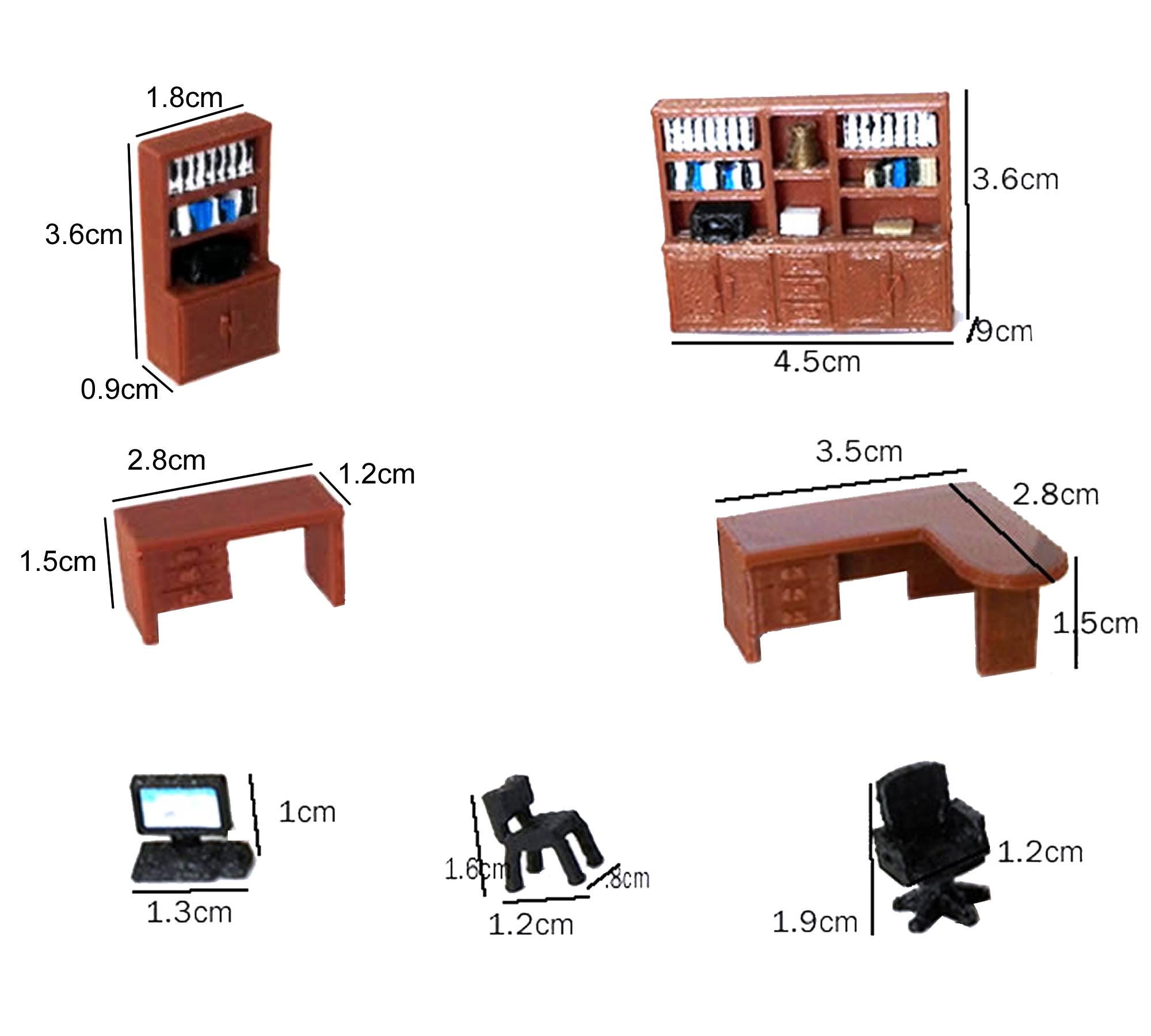 Office Furniture Kit 1:50 Scale STL Files for 3D Printing Miniature ...
