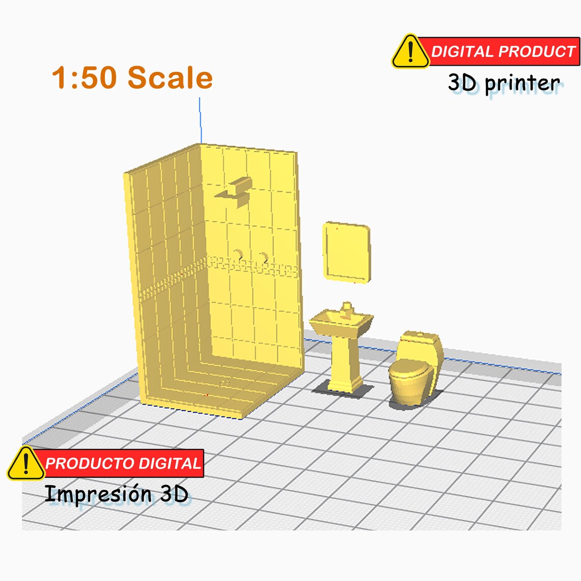Miniature Furniture - 1:50 Scale Bathroom Shower – STL Files for 3D ...