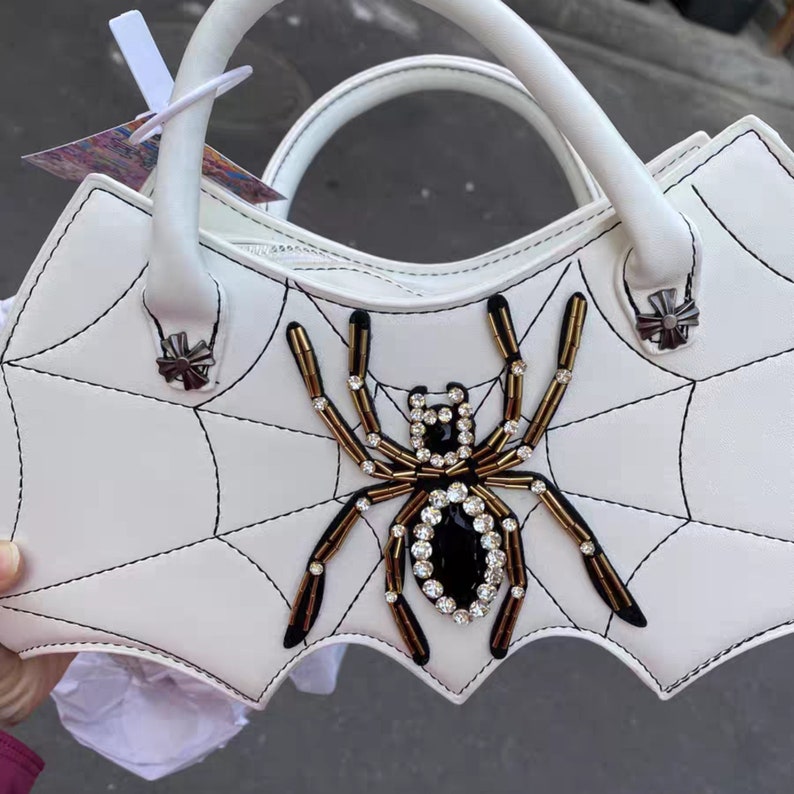 Y2K Halloween Black Pink White Bat Wing Spider Bling Shoulder - Etsy