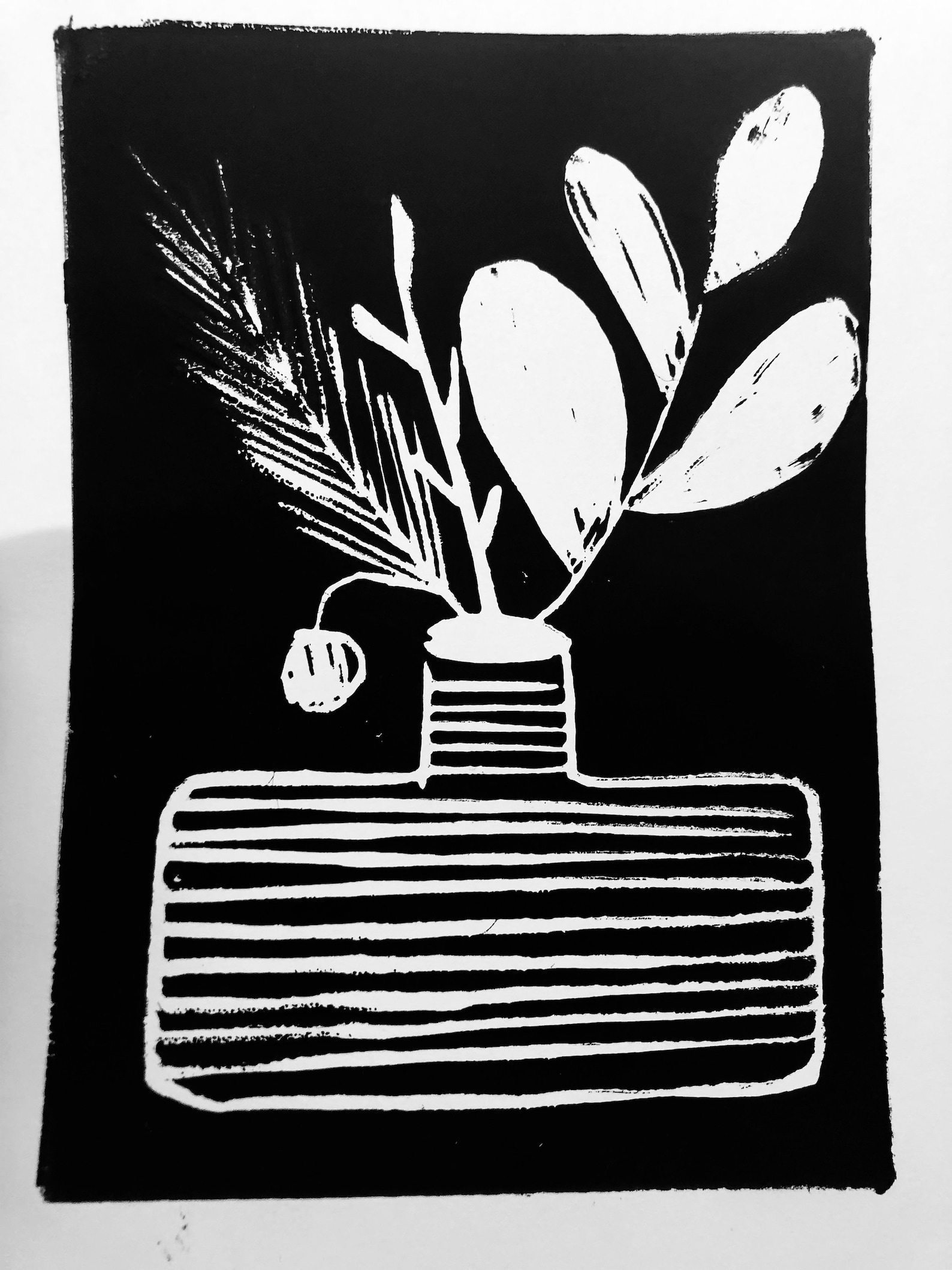 Linoldruck Blumenvase - Etsy