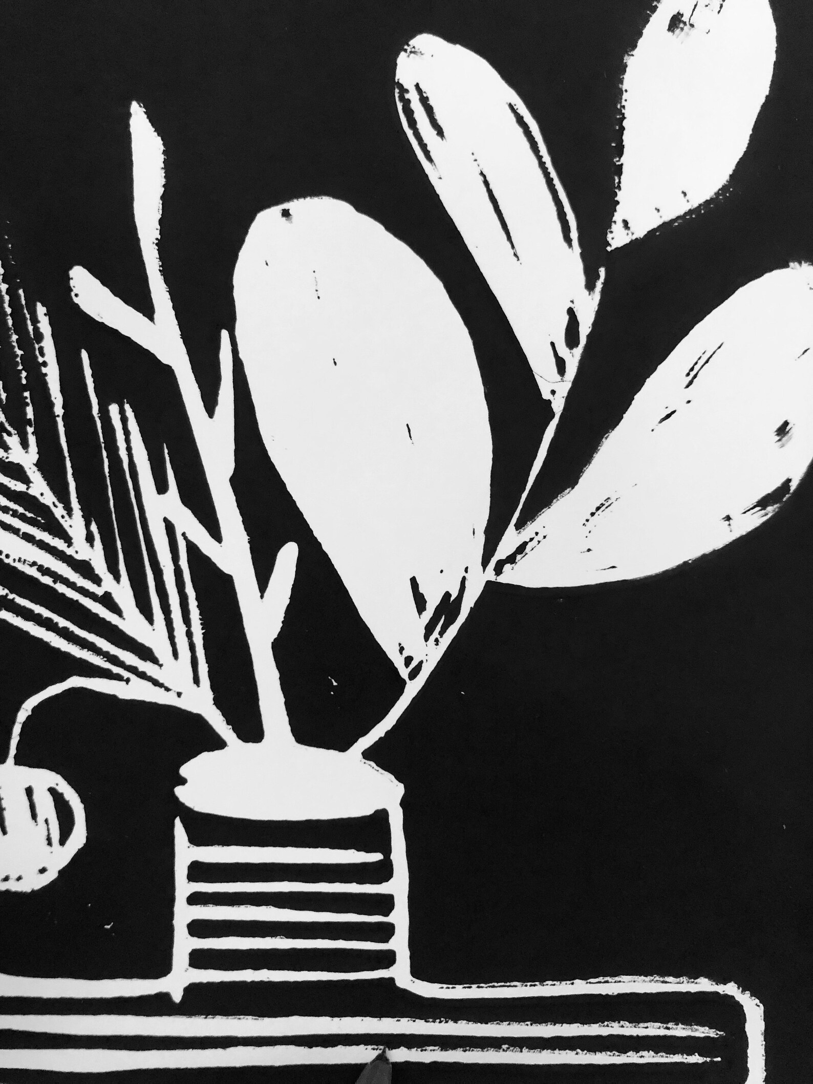 Linoldruck Blumenvase - Etsy