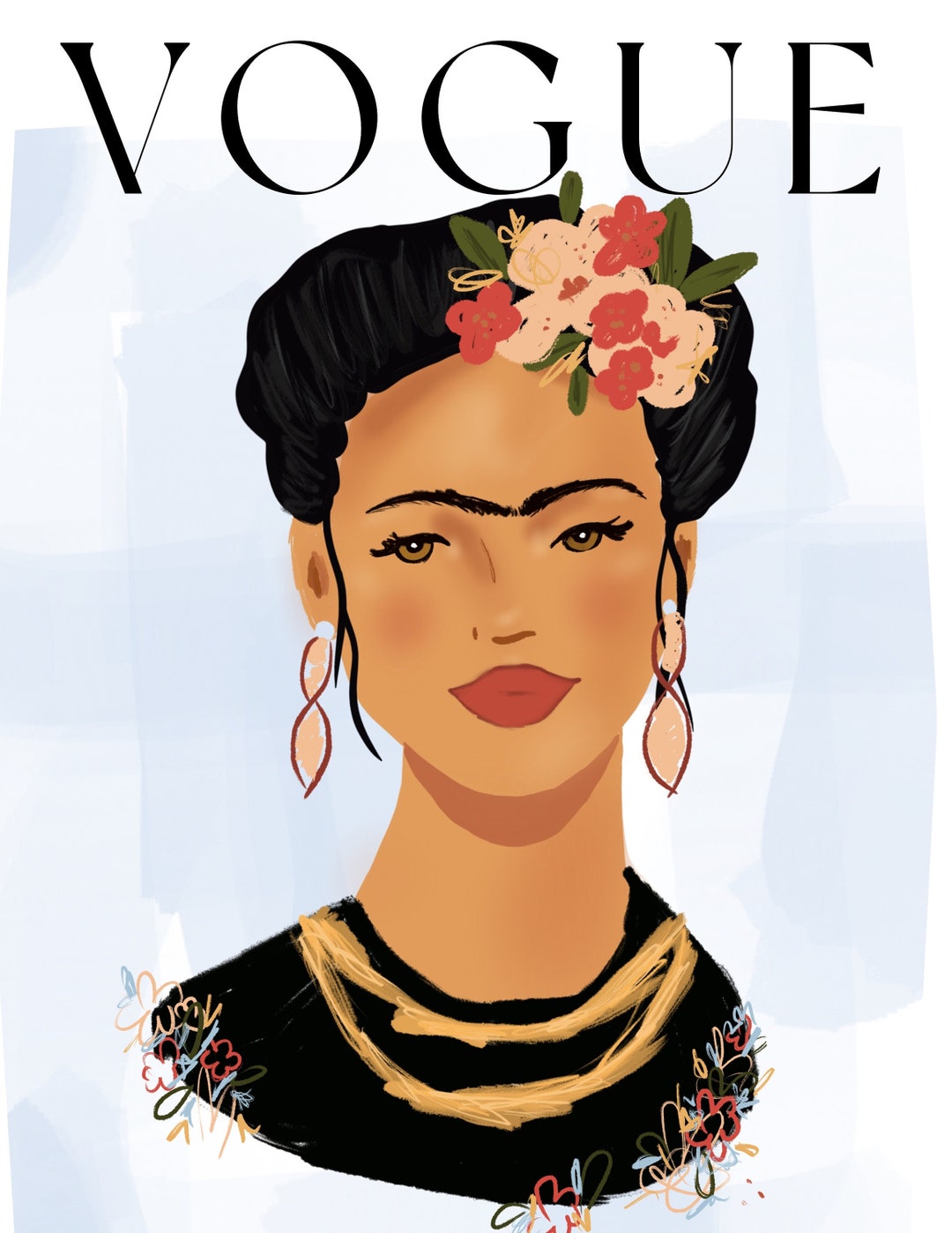 Frida Kahlo Illustration Aesthetic Girl Boss Fashion Vogue Wall Hanging ...