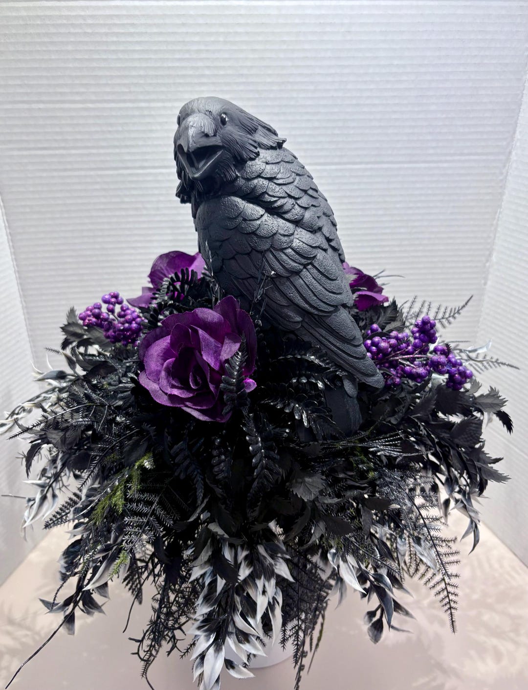 Halloween Crow Candlestick Arrangement: Gothic Spooky Table Centerpiece ...