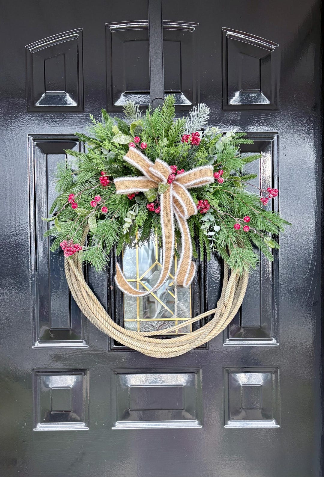 Rustic Lasso Christmas Wreath, Western Holiday Door Wreath - Etsy