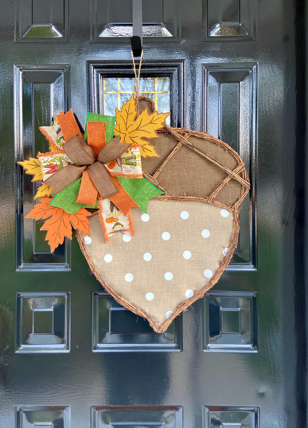 Fall Acorn Door Hanger for Front Door, Fall Wreath, Acorn Grapevine ...