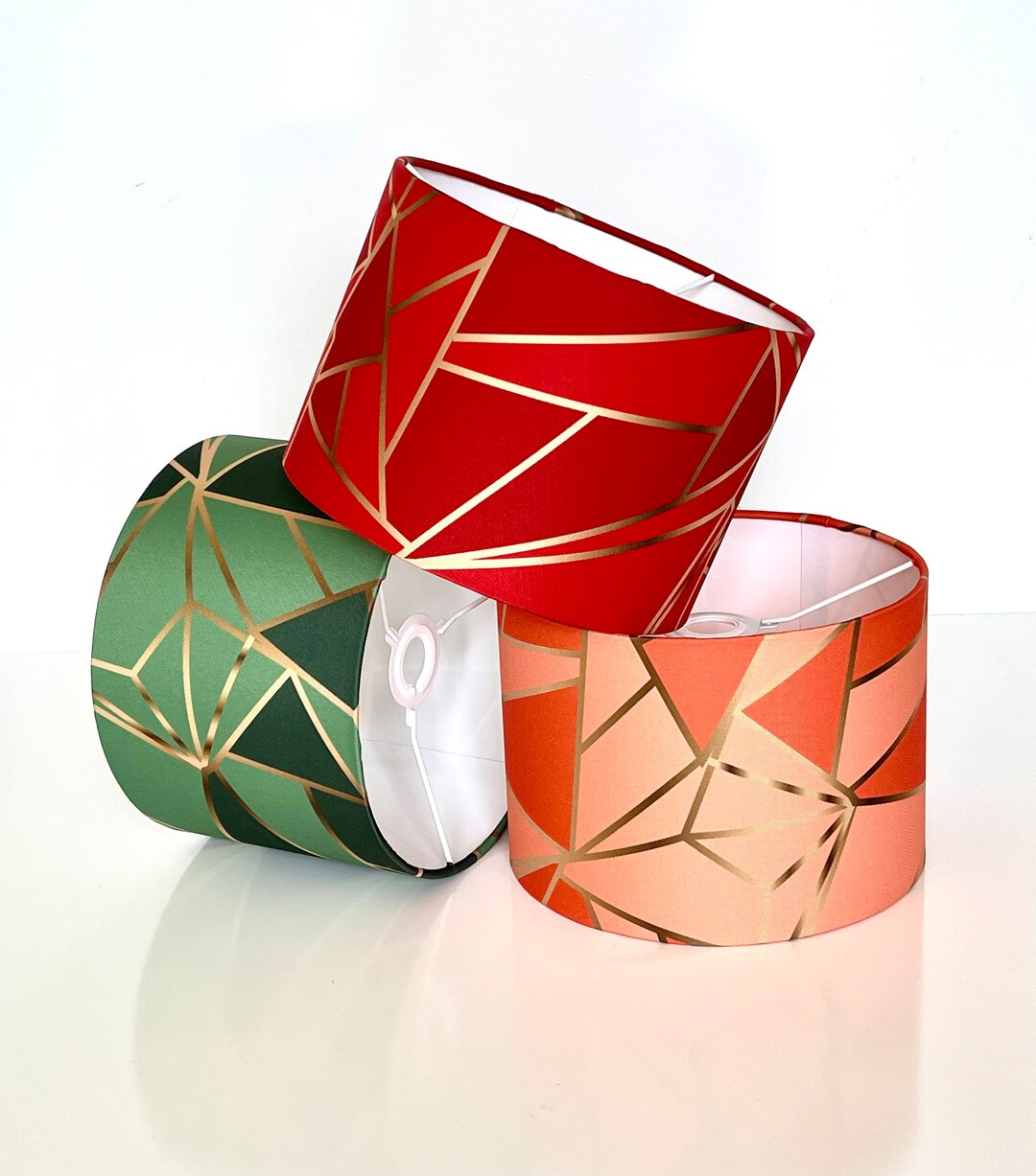 New Geometric Multi Colour Lamp Shade Pendant Light Shade Multi Sizes ...