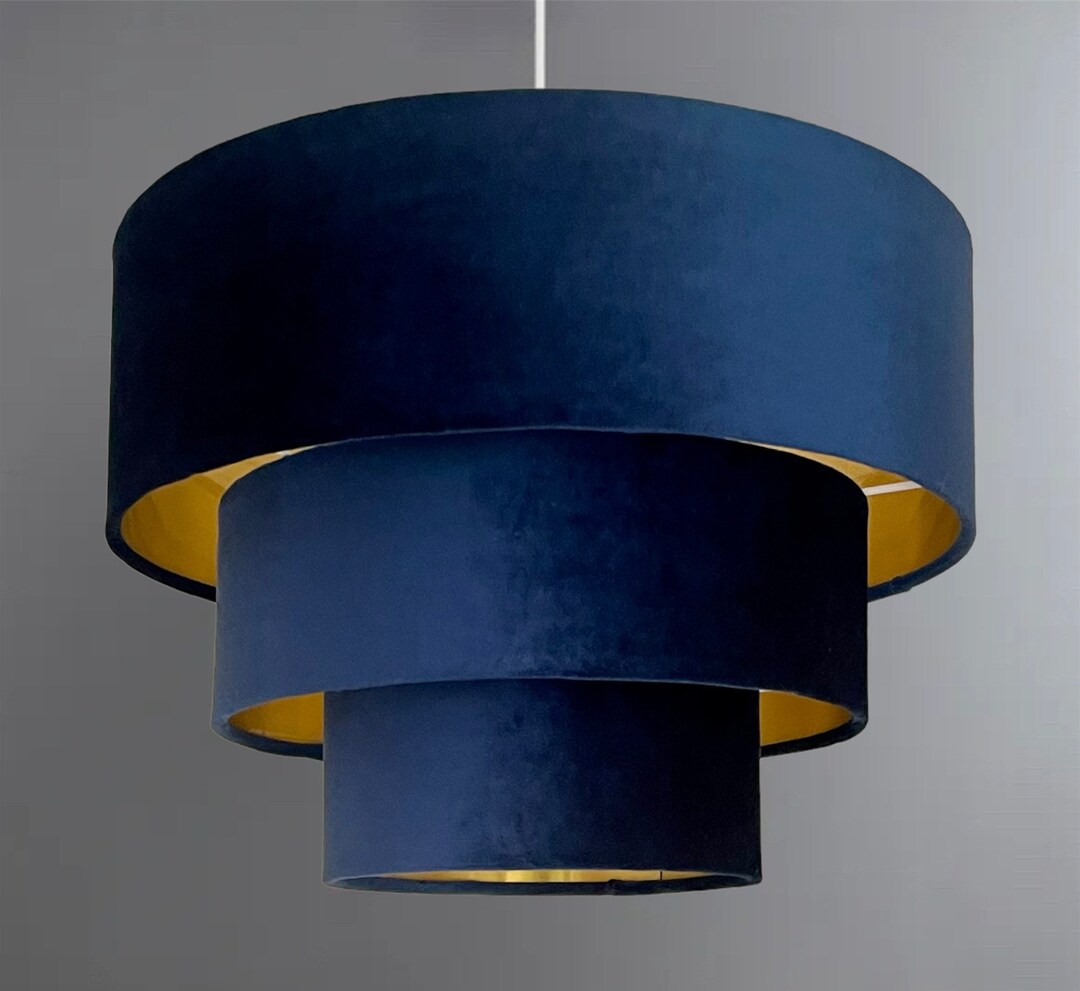 New HQ Three Tier Pendant Shade Ceiling Lamp Shade Made With Navy Blue ...