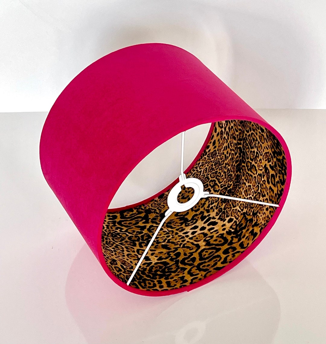 New Luxury HQ Double Sided Hot Pink Velvet and Leopard Print Brown Combination Lamp Shade ...