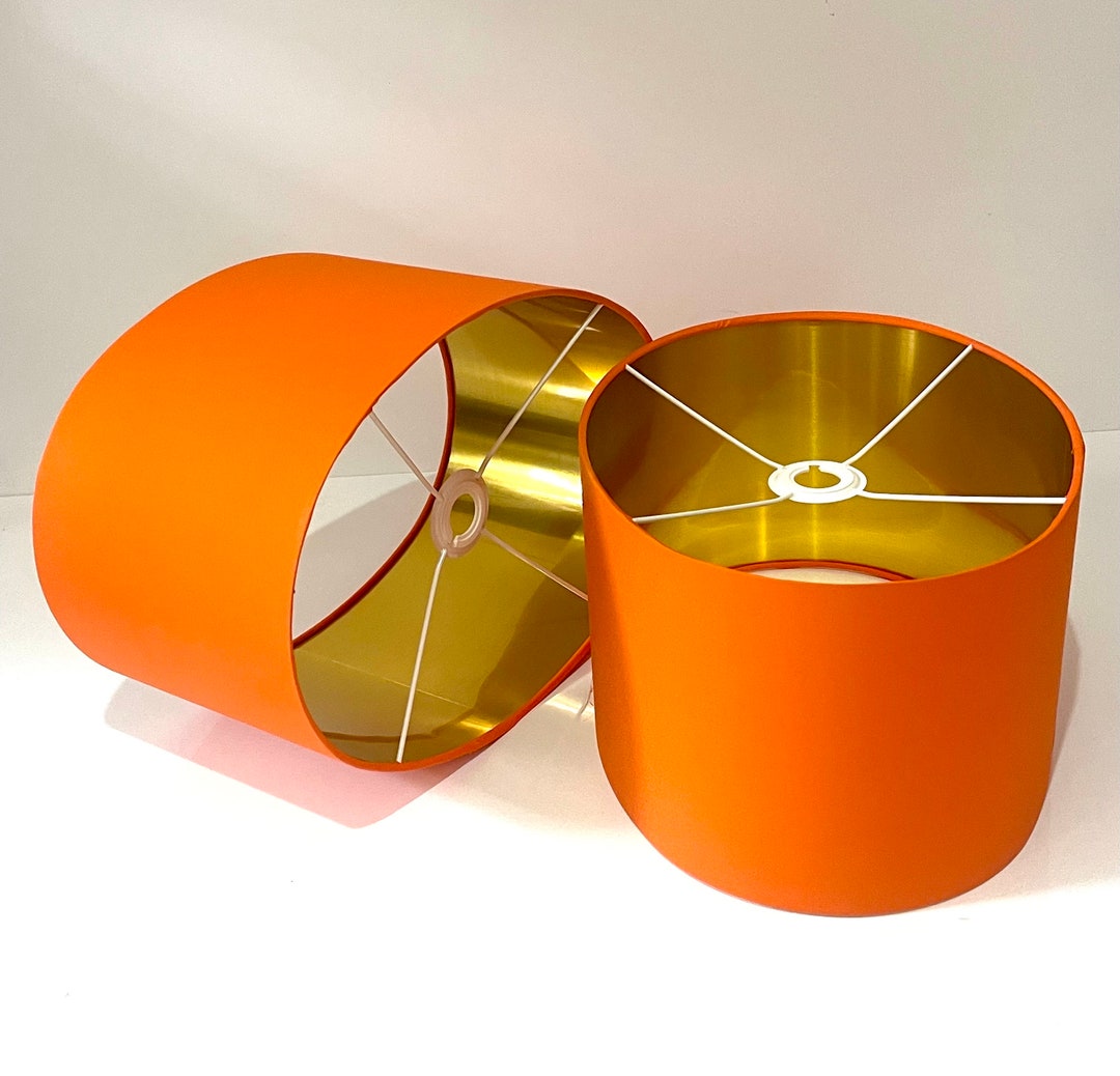 New Luxury High Quality Orange Cotton Fabric Lamp Shade Oval Shape Lamp ...